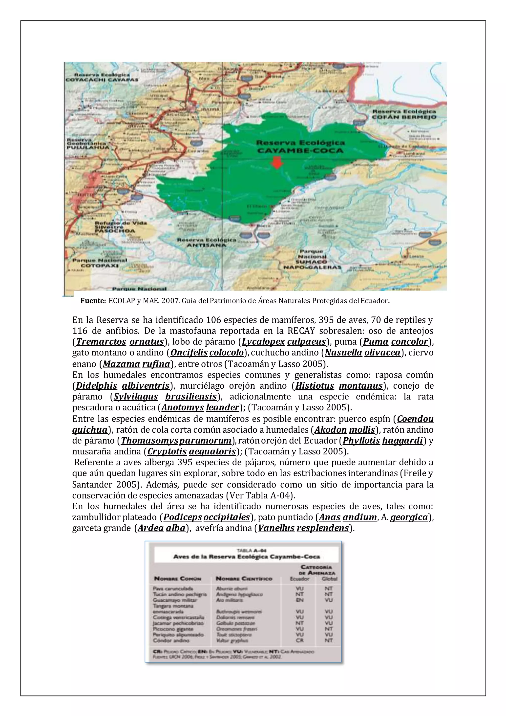 Informe sobre la fauna vertebrada representativa del parque nacional ...