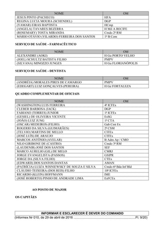 Informex Nº 010 Promoções De Oficiais De Carreira Pdf