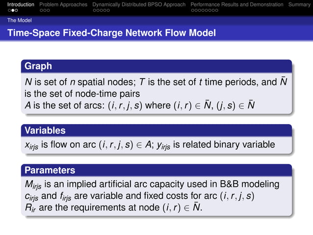 Distributed Parallel Process Particle Swarm Optimization on Fixed Charge Network Flow Problems | PPT