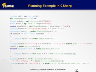 Maximal: Deploying Optimization Models on Servers and Mobile Platforms - Oct 2012 | PPT ...