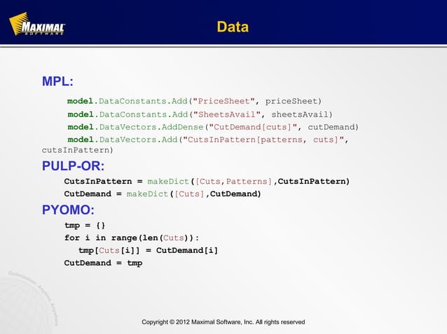 Maximal Comparison Of Optimization Modeling Software For Python Oct