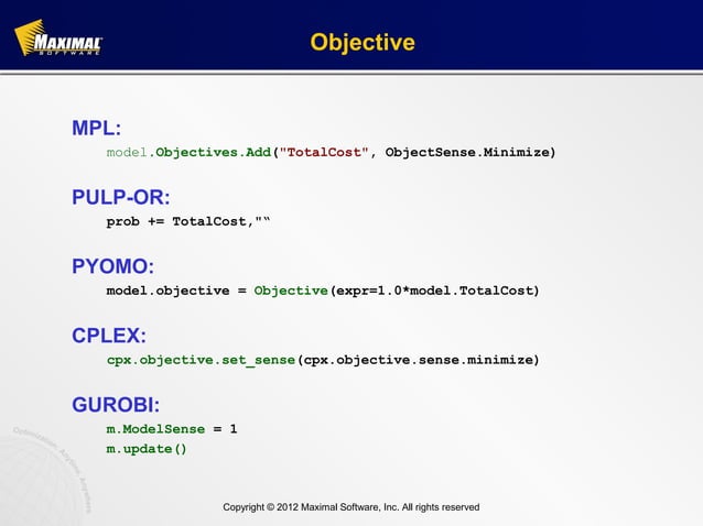 Maximal Comparison Of Optimization Modeling Software For Python Oct 7228