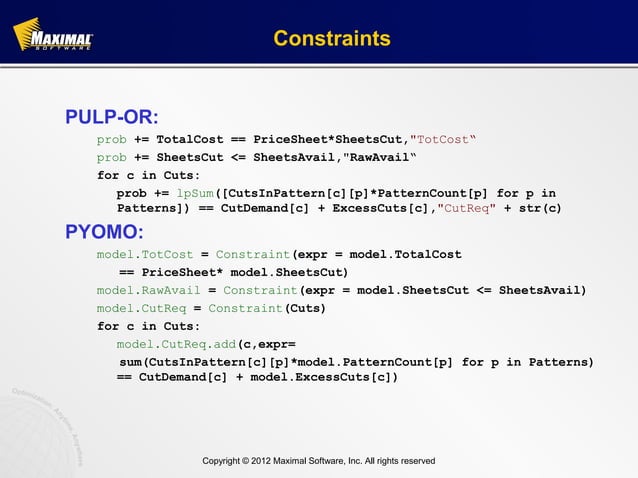 Maximal Comparison Of Optimization Modeling Software For Python Oct