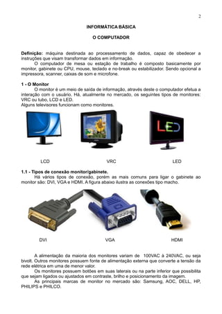 Informática básica - Conhecendo o computador | PDF