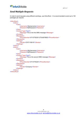 SMS API InforUMobile | PDF