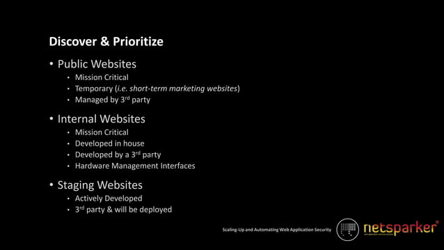 Scaling Up And Automating Web Application Security Tech Talk Ppt