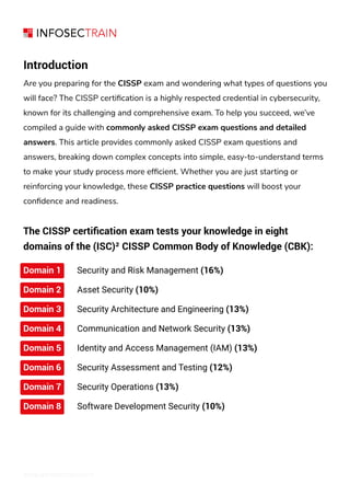 InfosecTrain CISSP Exam Practice Questions and Answers domain 1 to 4 | PDF