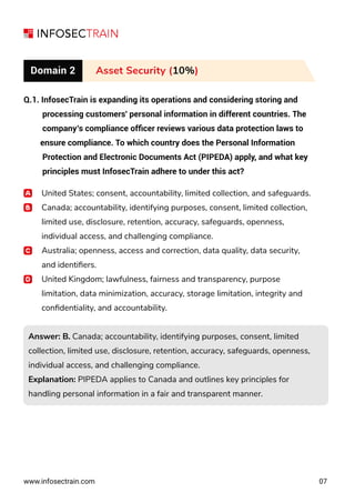 InfosecTrain CISSP Exam Practice Questions and Answers domain 1 to 4 | PDF