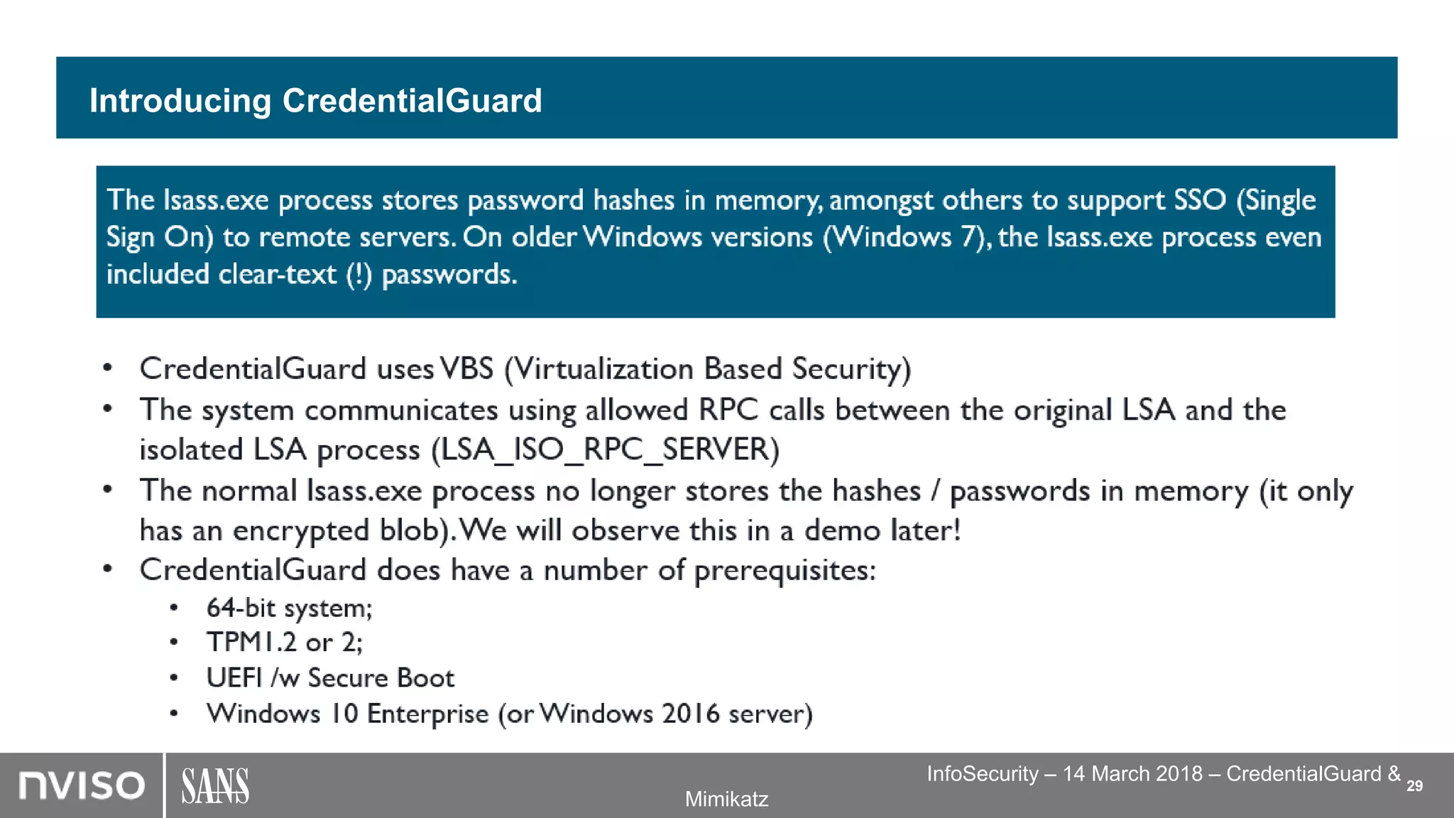 Windows 10 CredentialGuard vs Mimikatz - SEC599 | PPTX