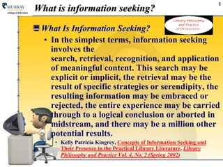 Information Seeking: Information Literact | PPTX