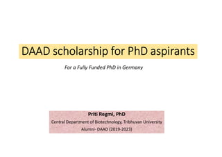 DAAD scholarship for PhD aspirants (2024) | PDF