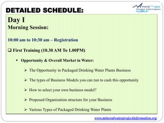 Mineral Water Info Session - Detailed Training Schedule | PPTX