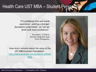 Health Care University of St Thomas MBA | PPT