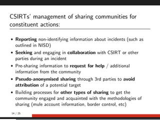 MNSEC 2018 - Threat Intel Sharing from a CSIRT Standpoint | PPT
