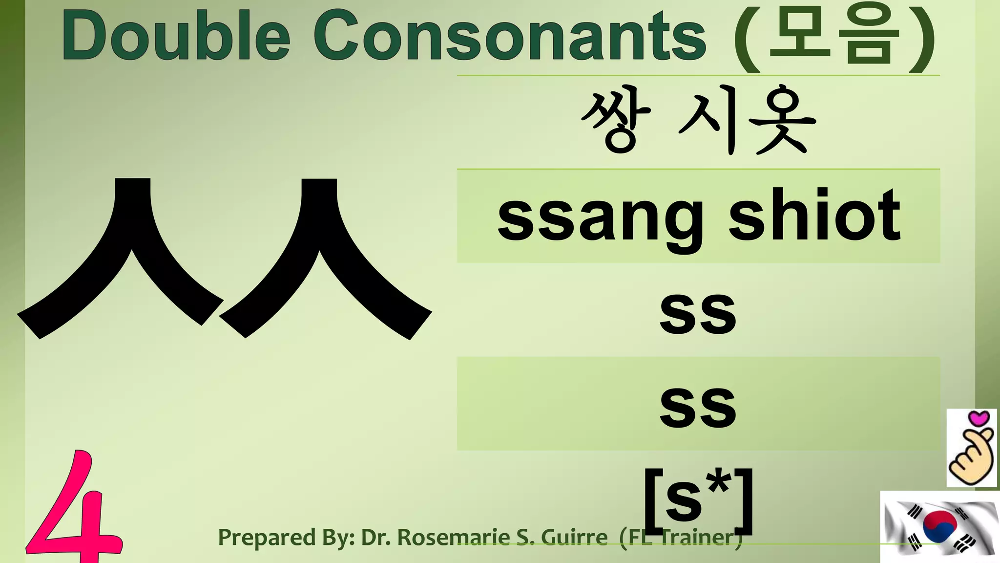 Korean Language: Double Consonants | PPTX