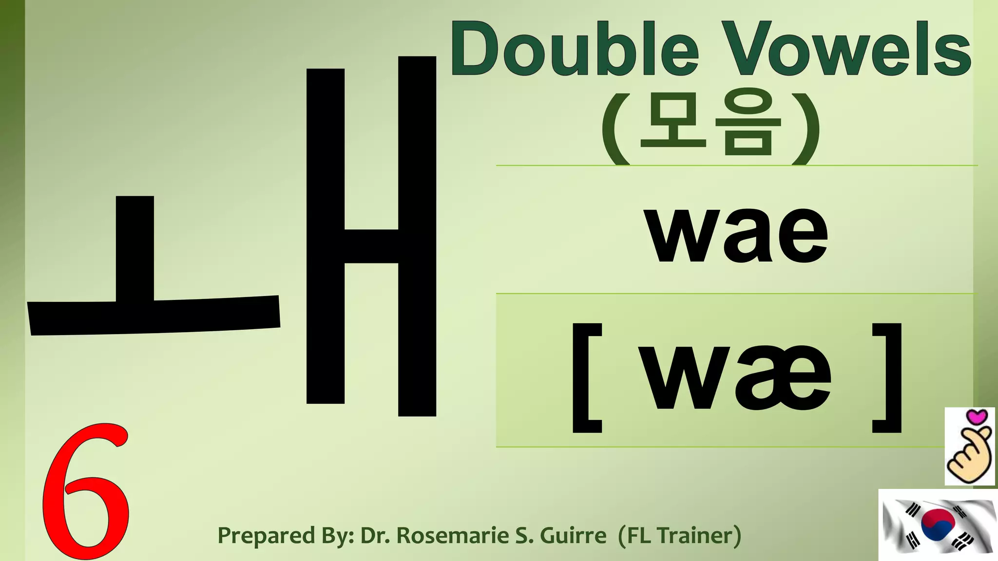 Korean Language: Double Vowels | PPTX