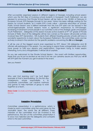 Private Schools' Session of EYP Georgia | PDF