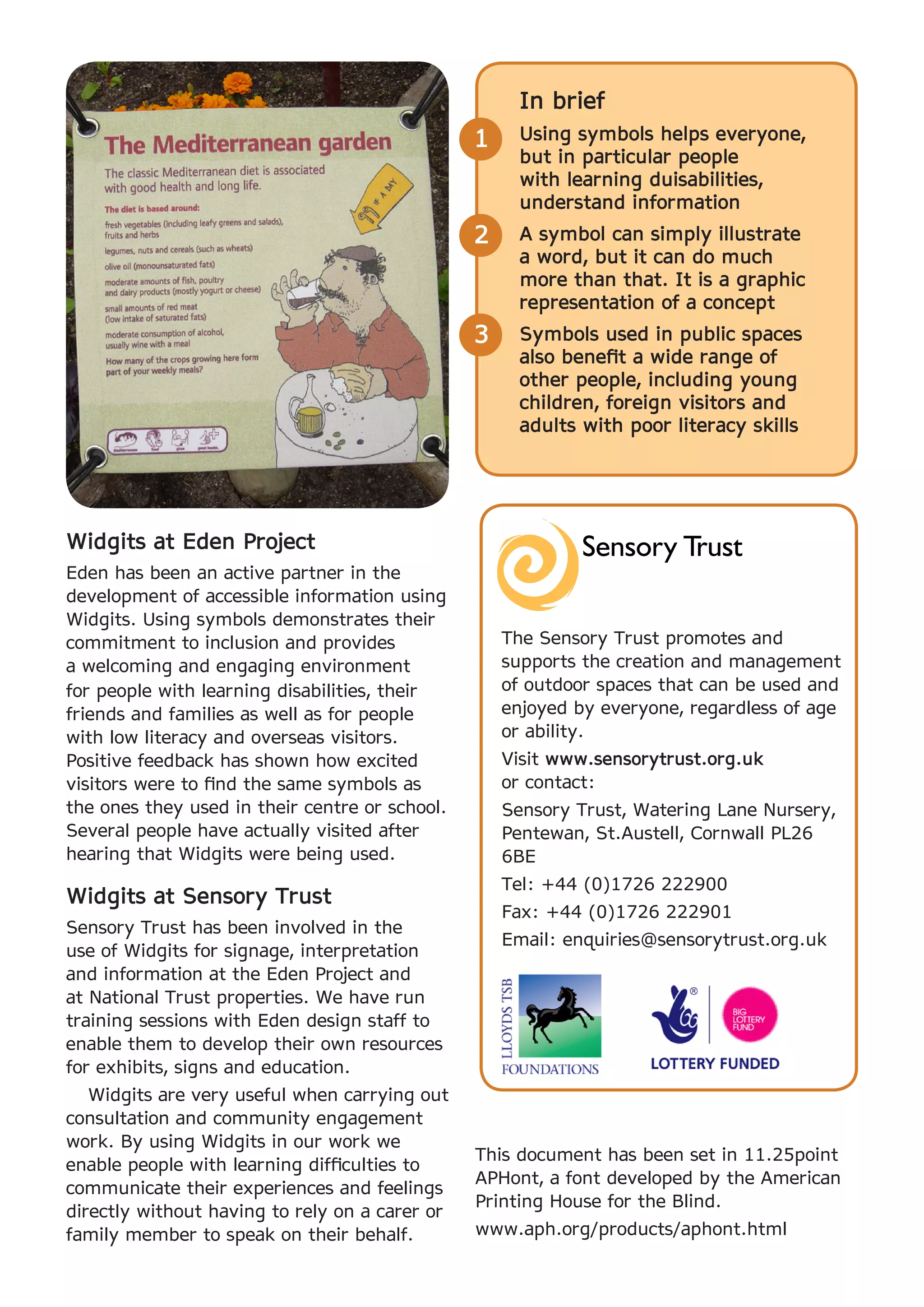 Widgit Symbols - Sensory Therapy Gardens Fact Sheet | PDF