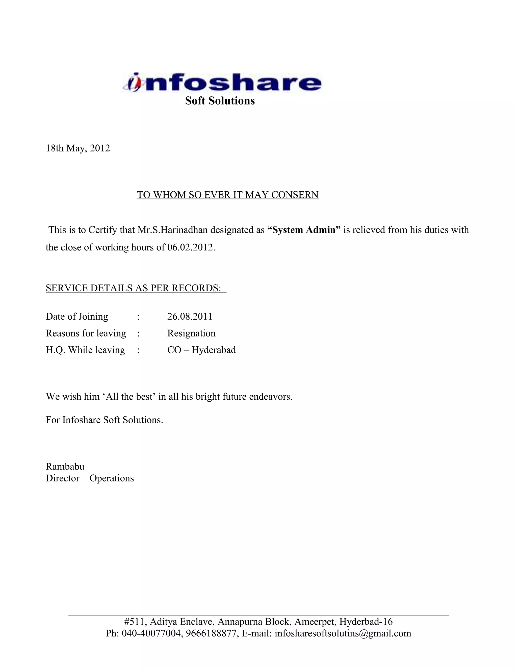 Infoshre releaving | DOC