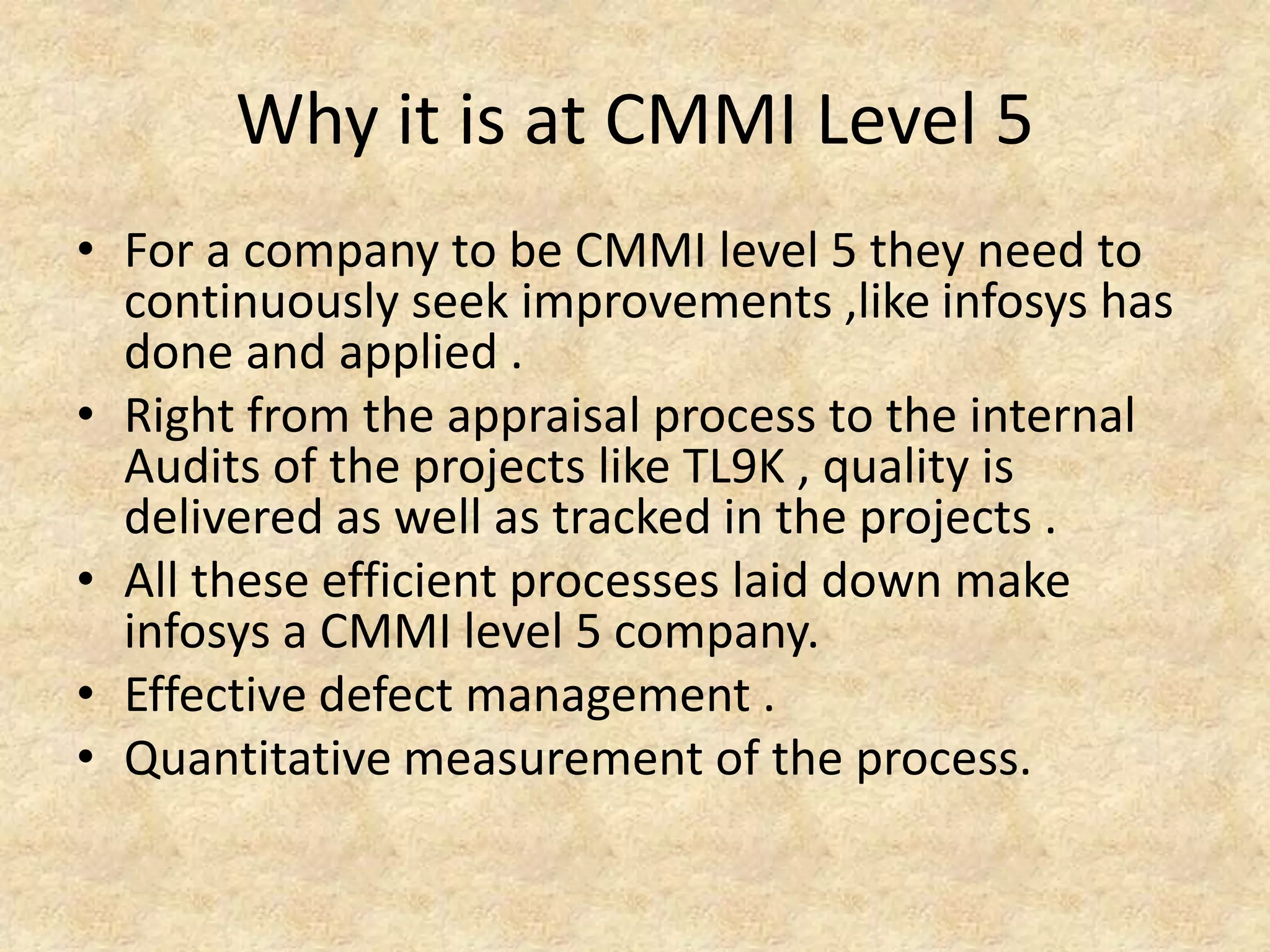 Infosys CMMI level 5 | PPTX
