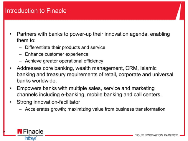 Infosys finacle-overview | PPTX | Business Banking & Finance | Business