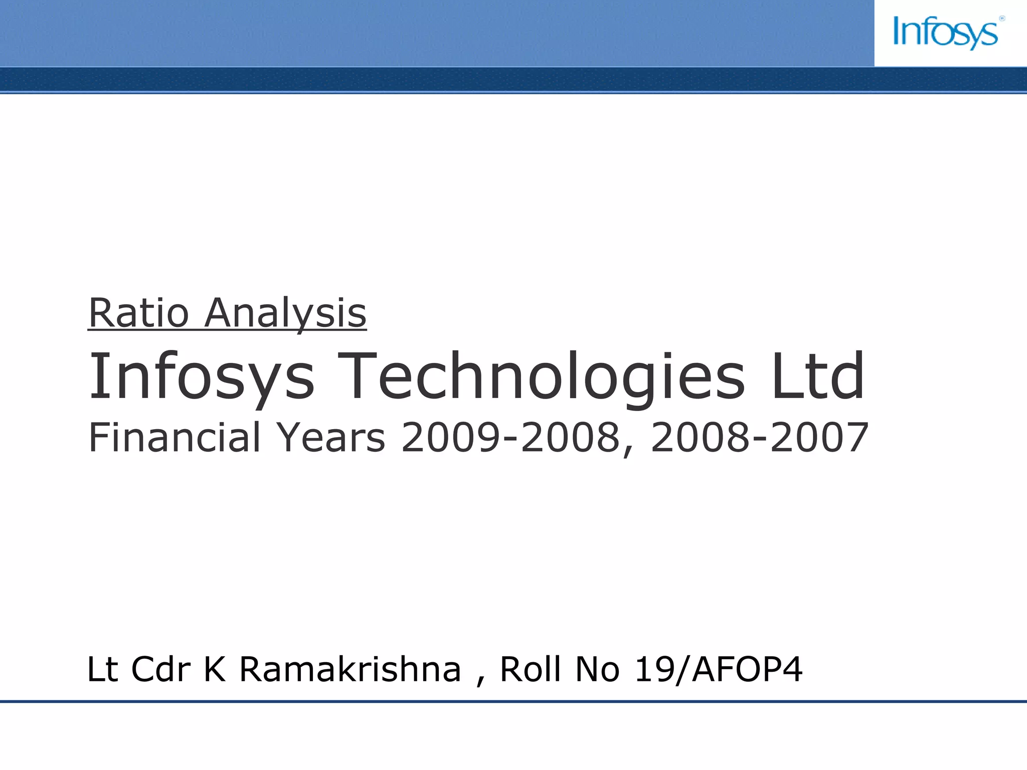 Infosys - Ratio analysis | PPT