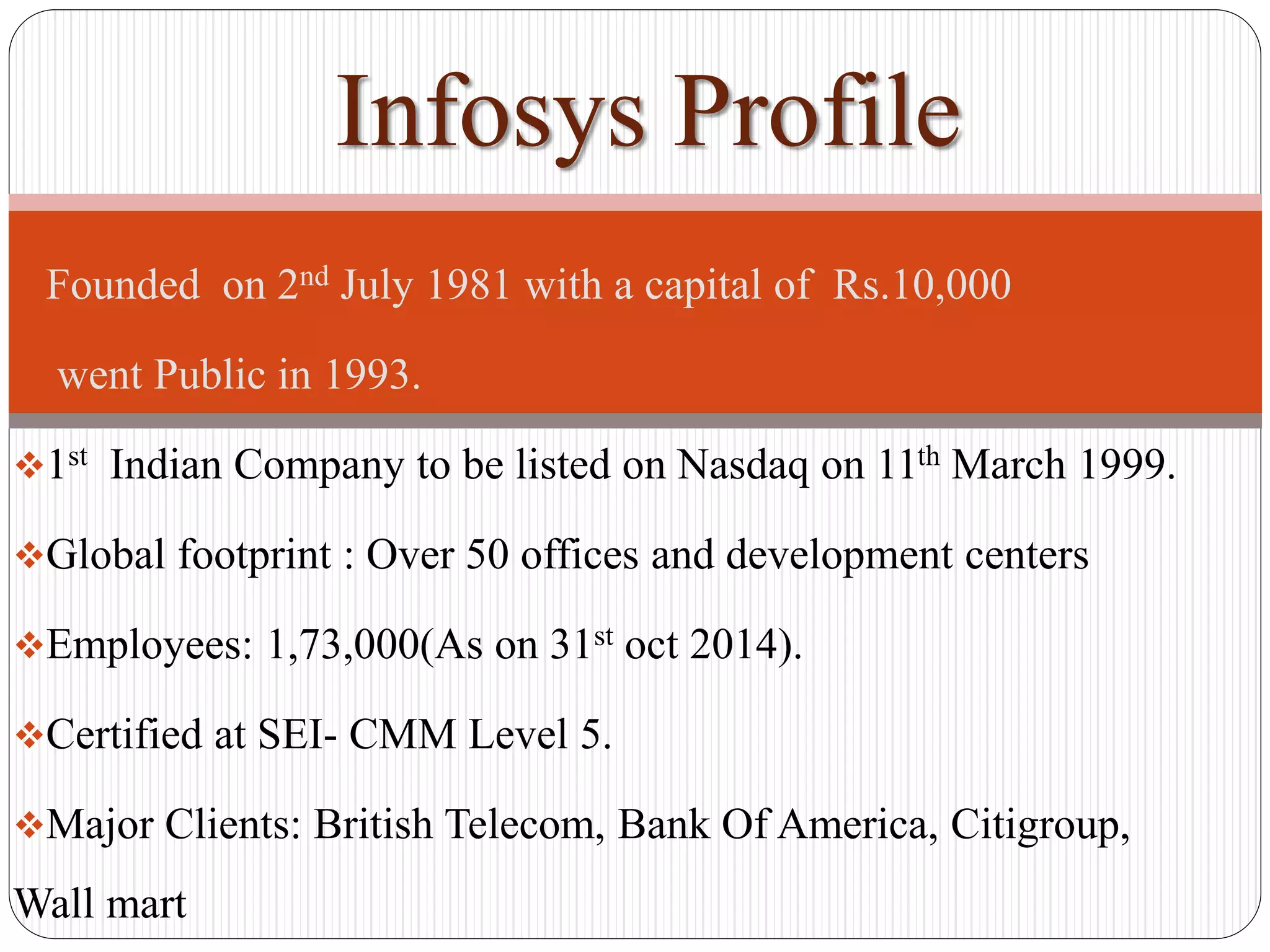 Infosys industrial , company analysis and option | PPTX