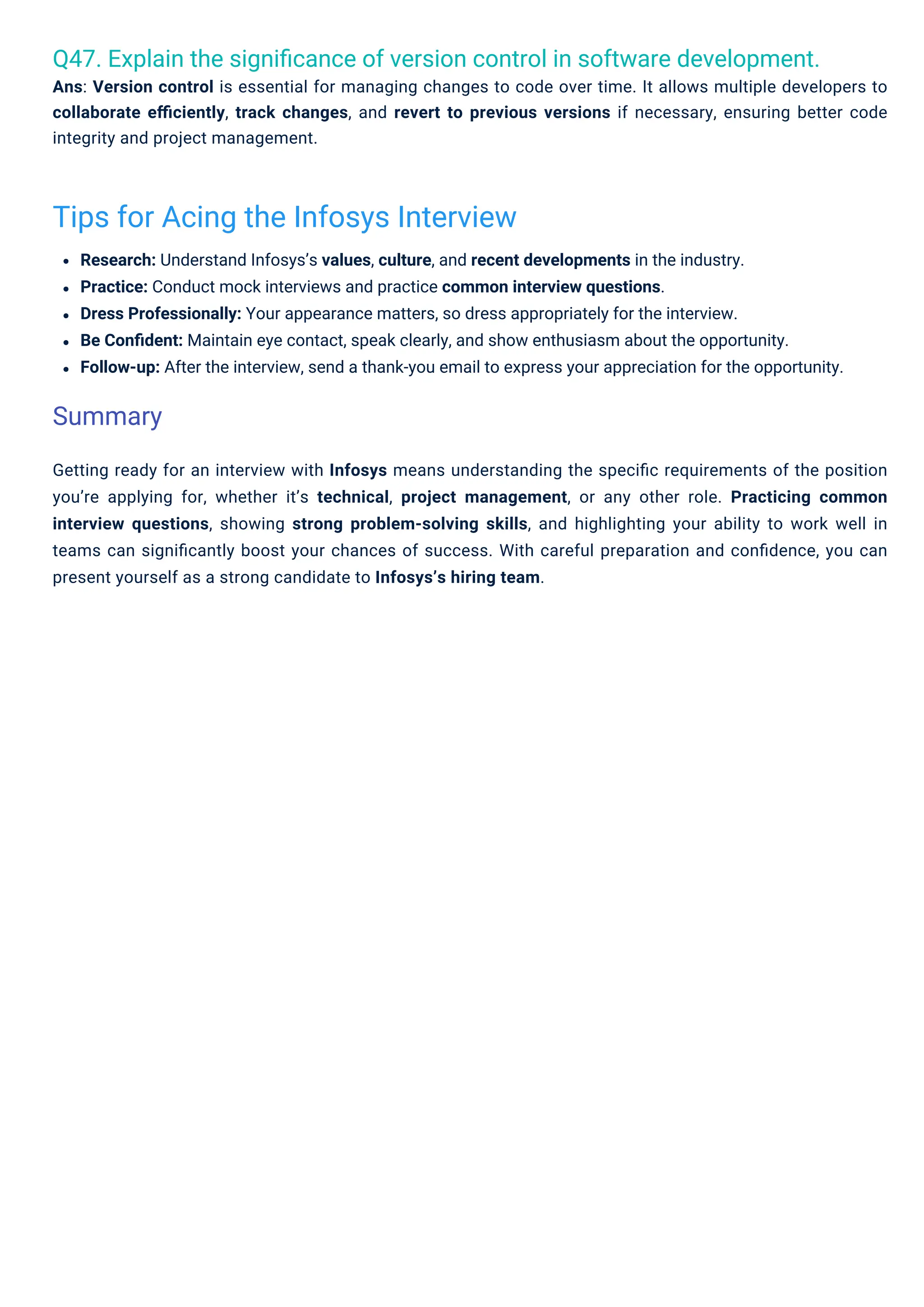 Infosys Interview Questions By ScholarHat | PDF