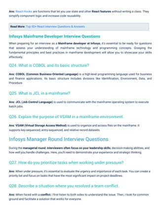 Infosys Interview Questions By ScholarHat | PDF