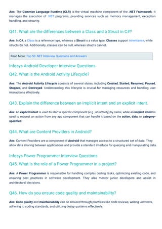 Infosys Interview Questions By ScholarHat | PDF