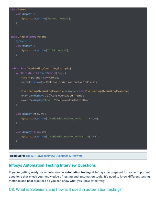 Infosys Interview Questions By ScholarHat | PDF