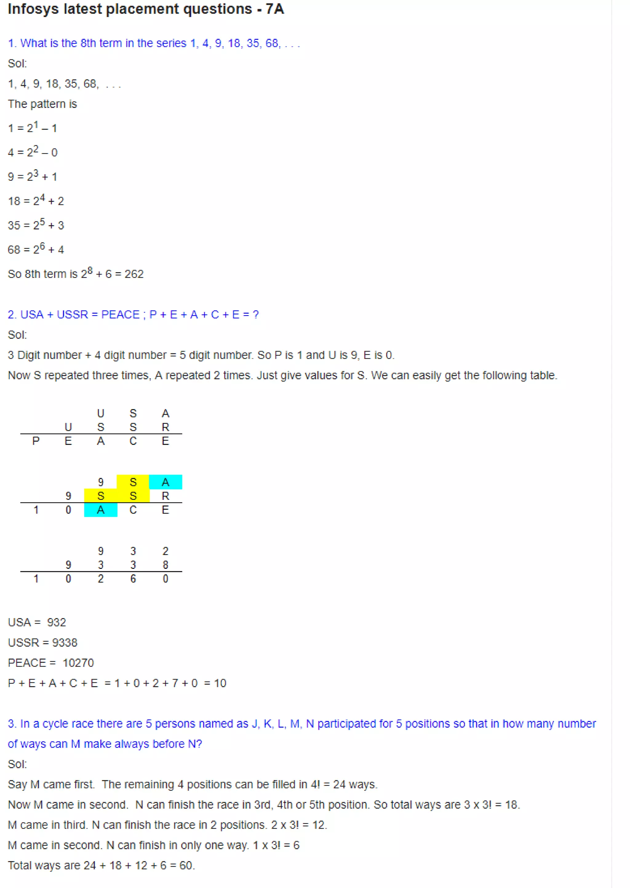 Infosys papers Aptitude Preparation | PDF