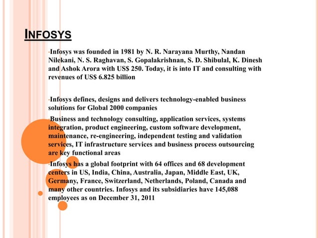 Infosys presentayion | PPTX | Cloud Computing | Internet