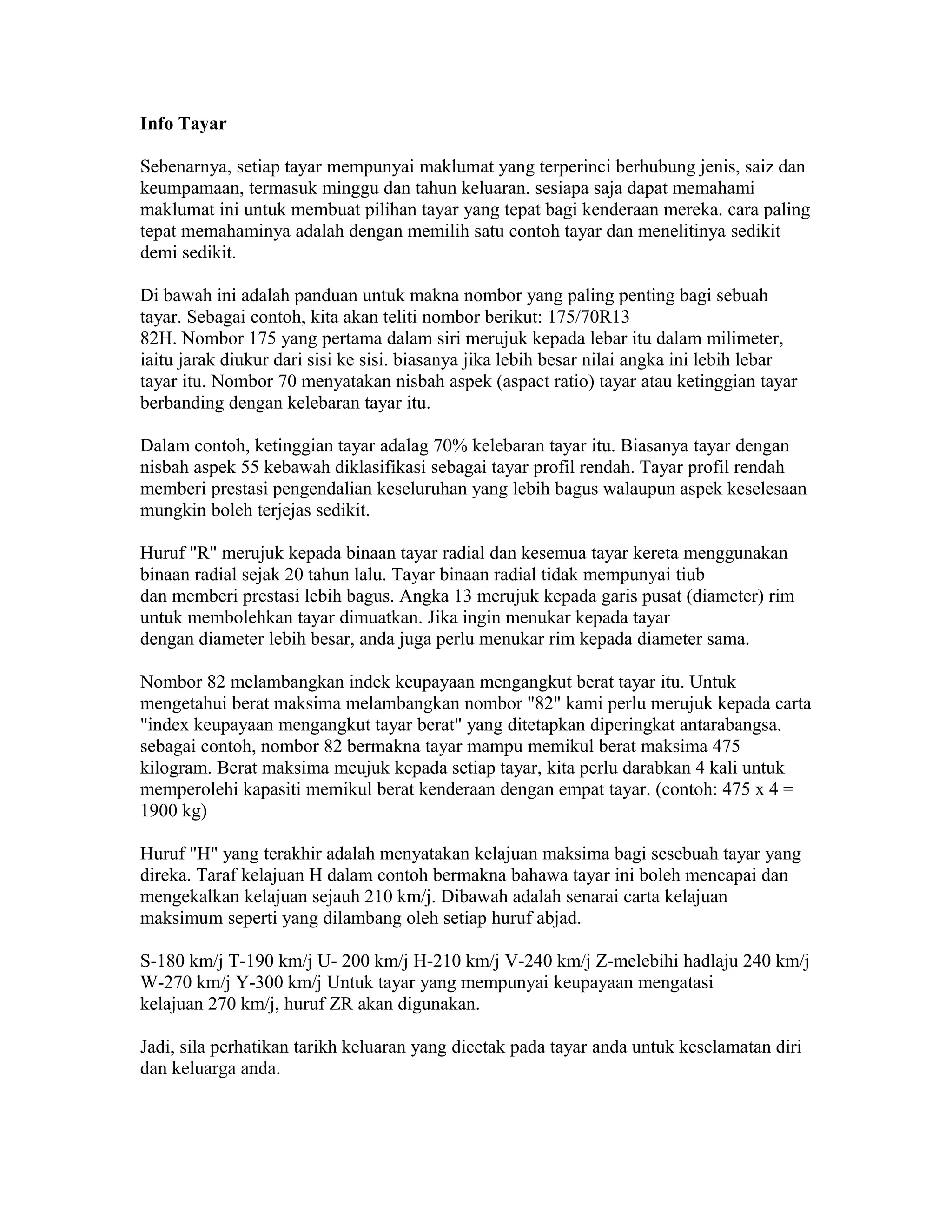 Info tayar - tips penjagaan kereta | DOC