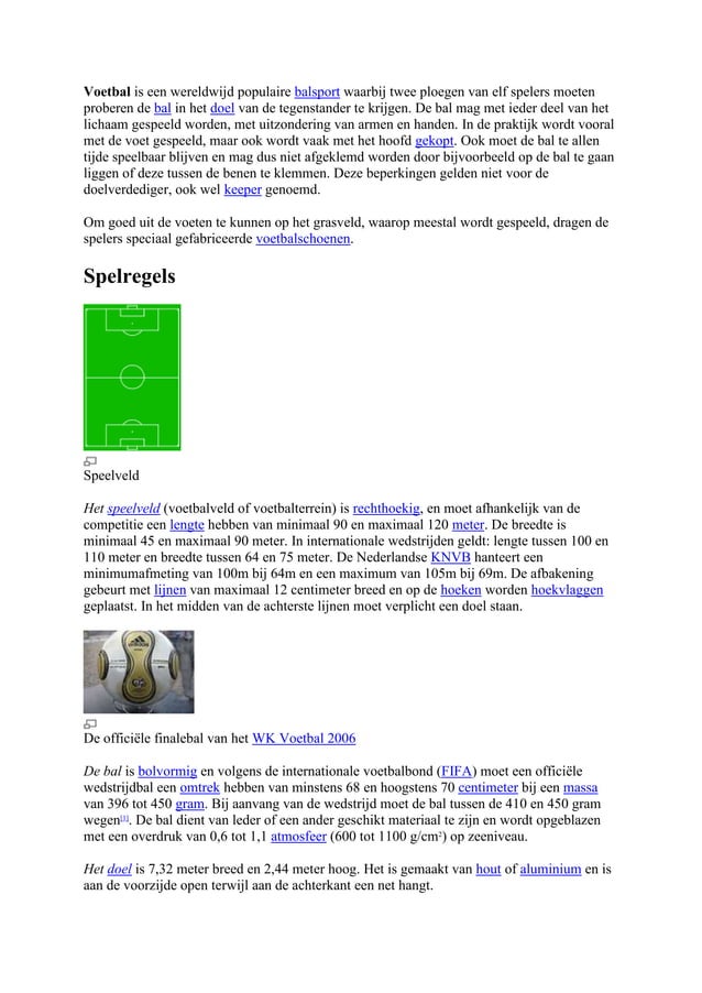 Info werkstuk voetbal | PDF