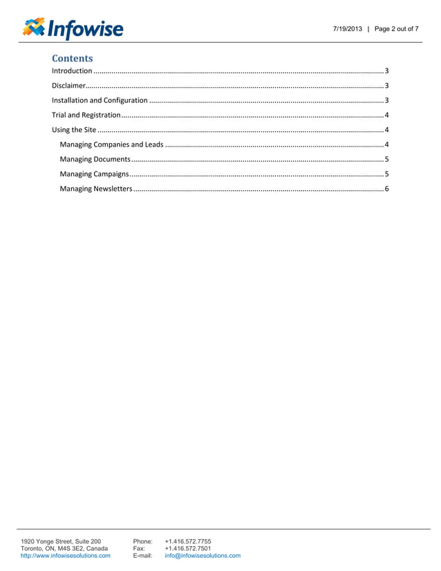 Infowise lead management system solution user guide | PDF
