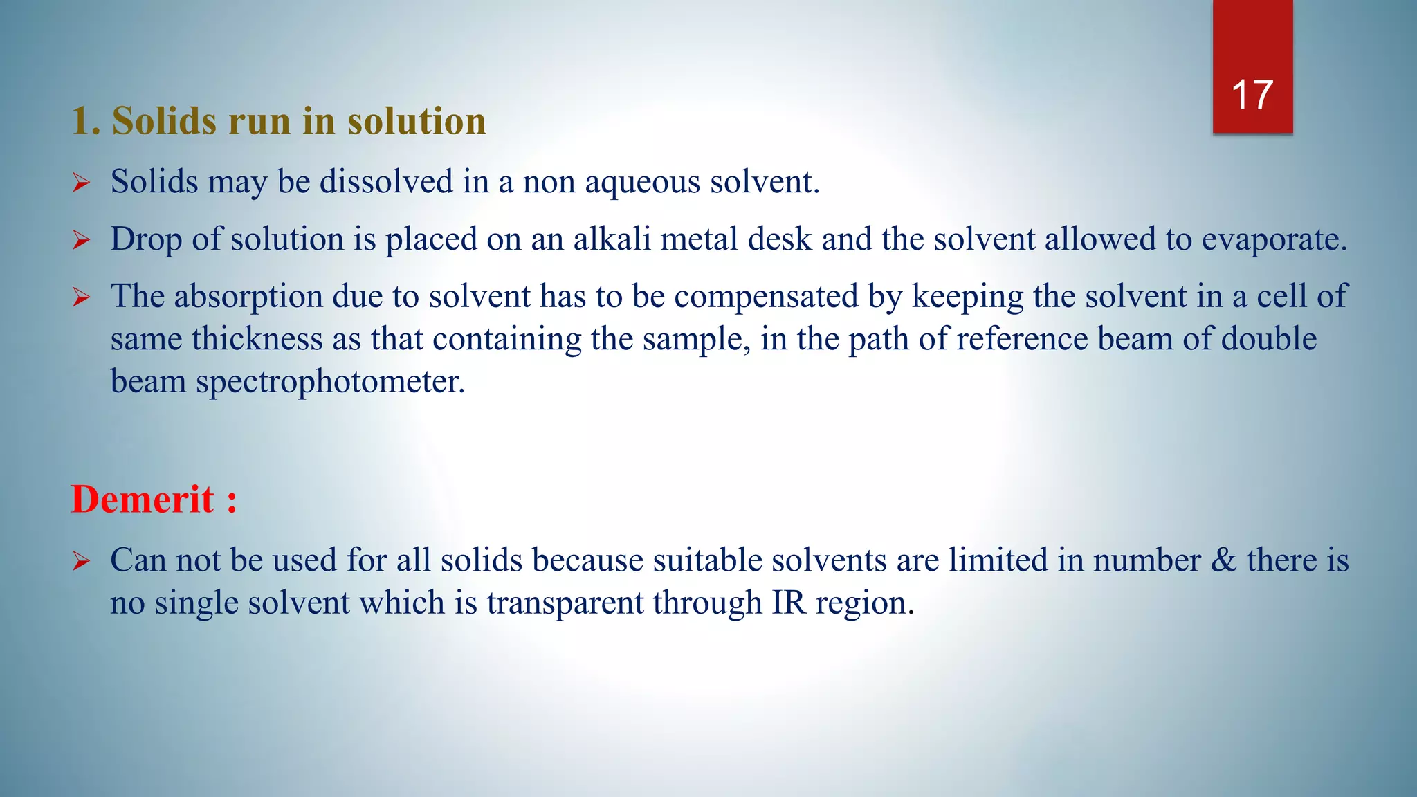 IR - Spectroscopy, theory, modes of vibration and sample handling. by ...