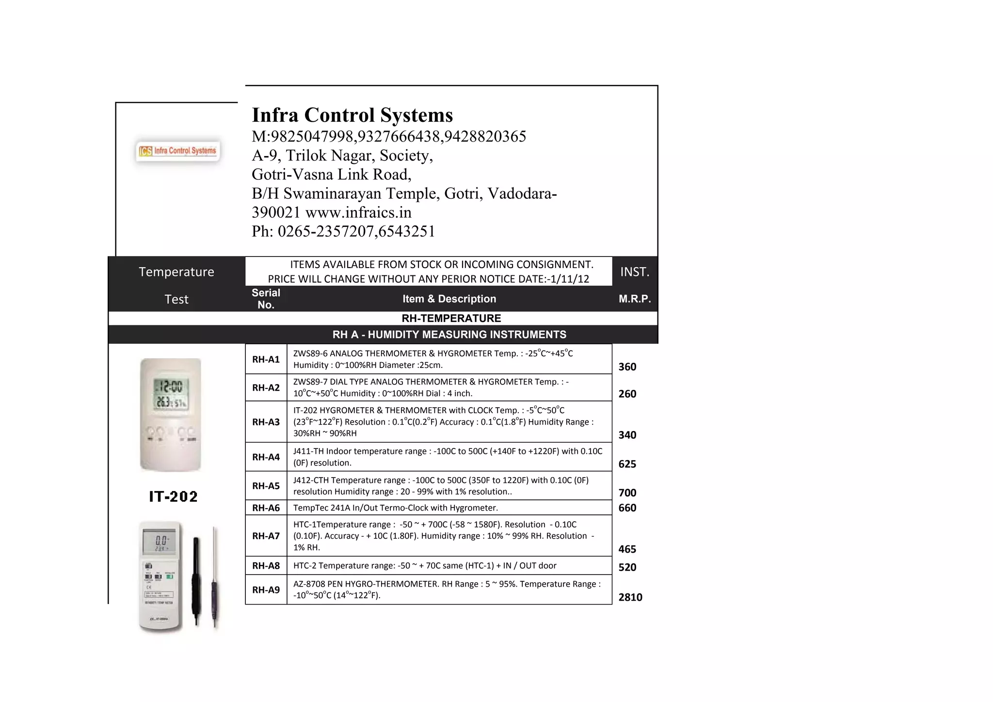 Infra control systems price list and catalogue 3 | PPT