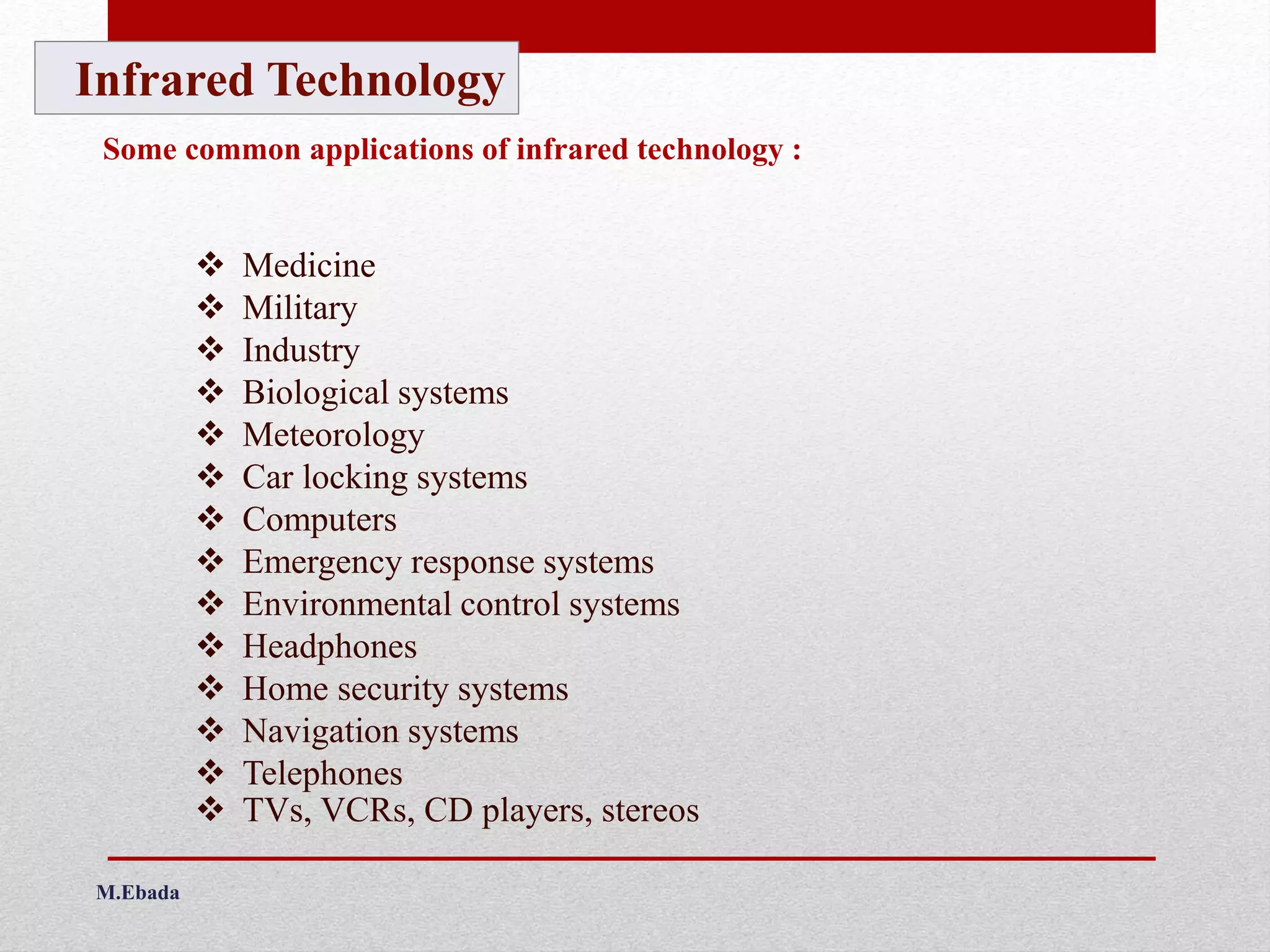 Infrared applications | PPTX