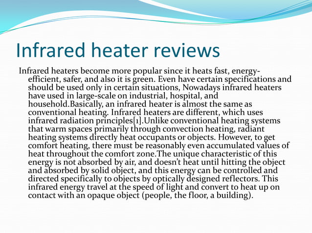 Infrared heaters | PPTX | Home Appliances | Home & Garden