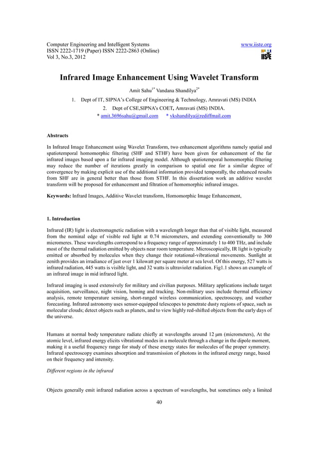 Infrared image enhancement using wavelet transform | PDF
