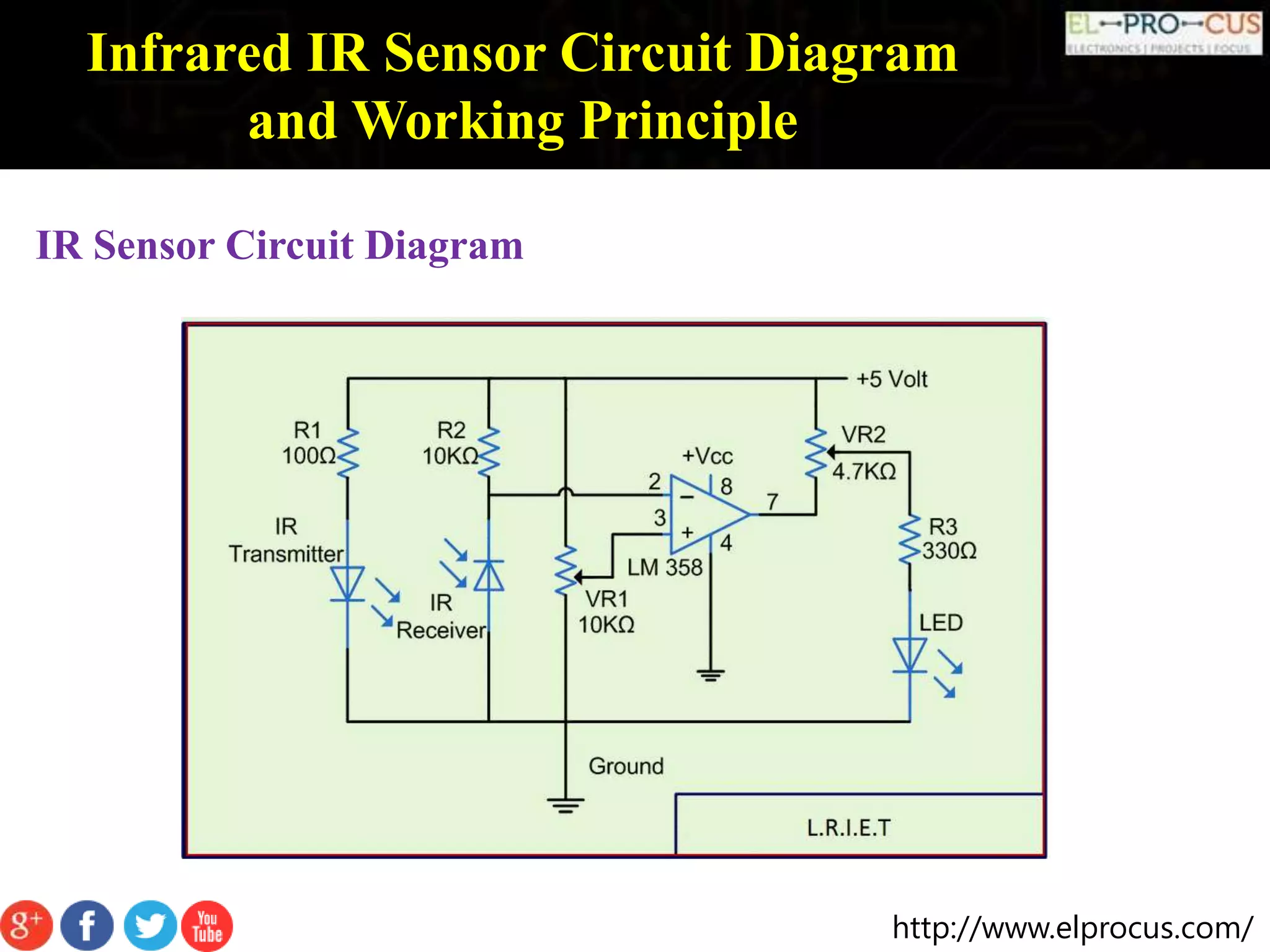 Infrared IR Sensor Circuit Diagram and Working Principle | PPTX