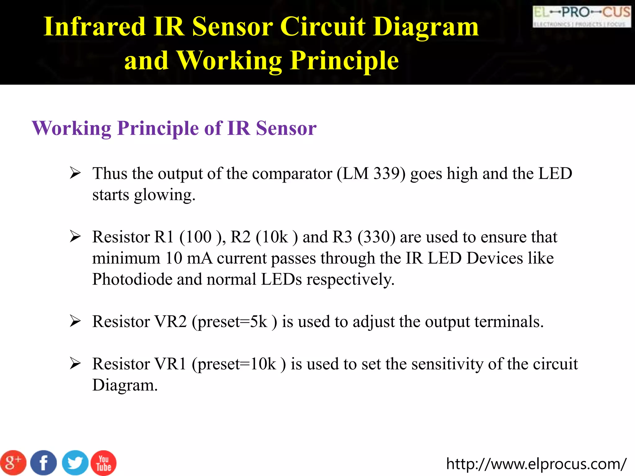 Infrared IR Sensor Circuit Diagram and Working Principle | PPTX