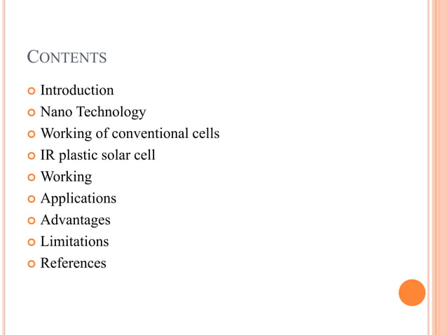 Infrared plastic solar cell | PPTX | Physics | Science