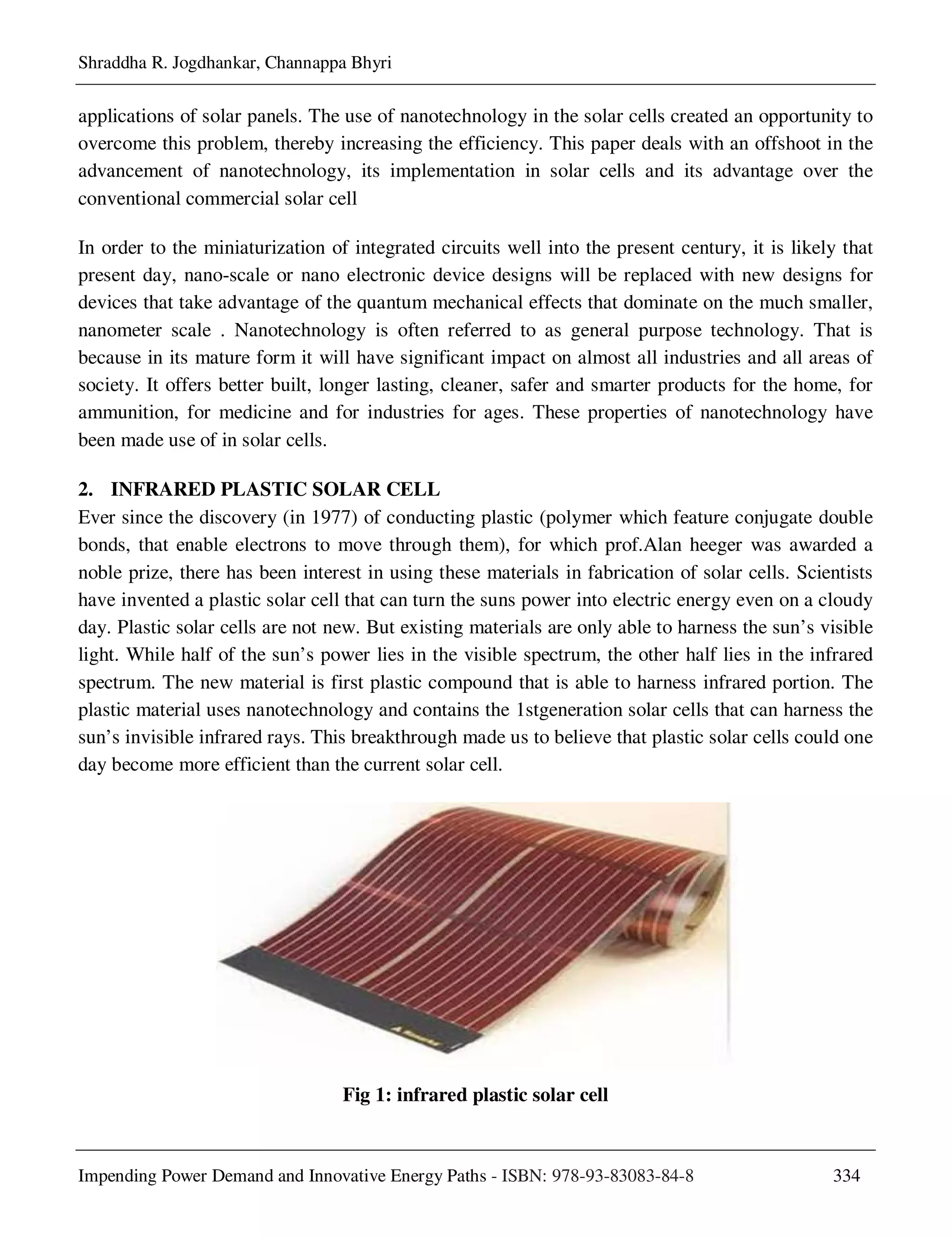 Infrared plastic solar cell @1000KV Technologies 9030844877 | PDF