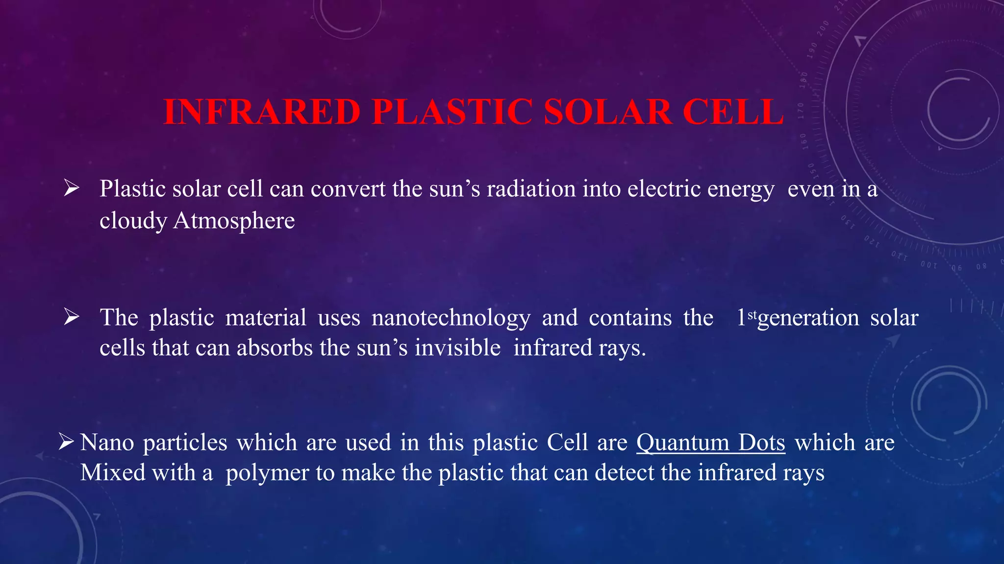 Infrared plastic solar cell | PPTX