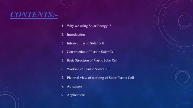 Infrared plastic solar cell | PPTX | Chemistry | Science