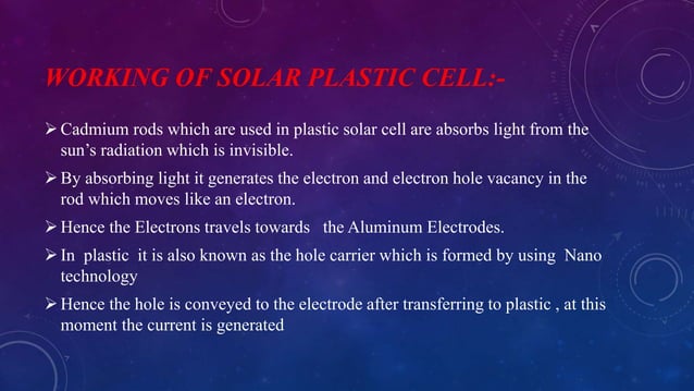 Infrared plastic solar cell | PPTX | Chemistry | Science