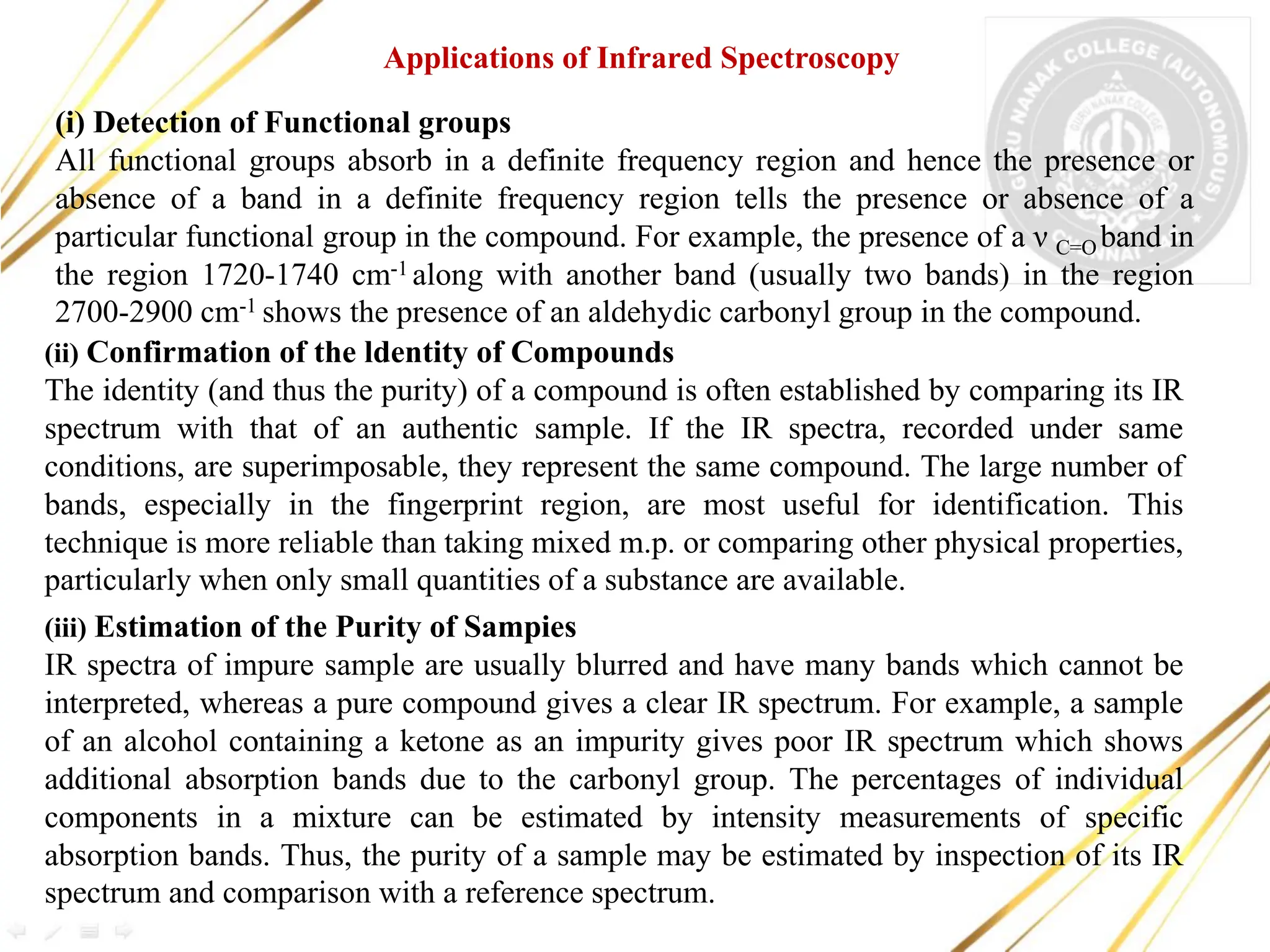 Infrared spectroscopy - IR............... | PDF