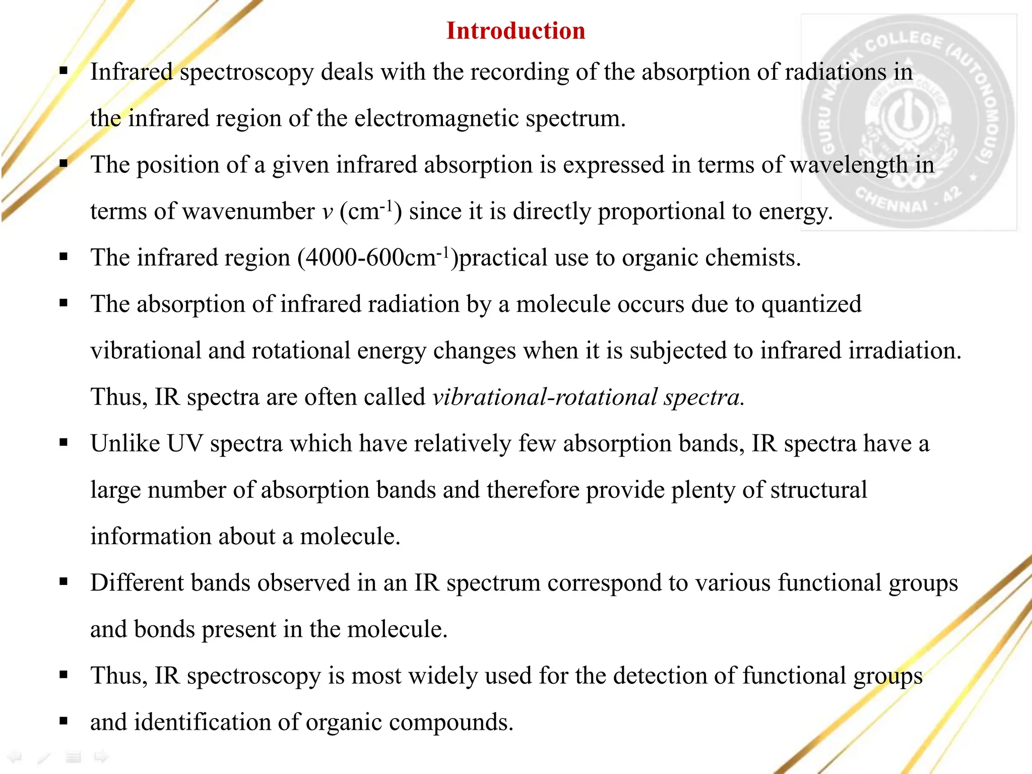 Infrared spectroscopy - IR............... | PDF